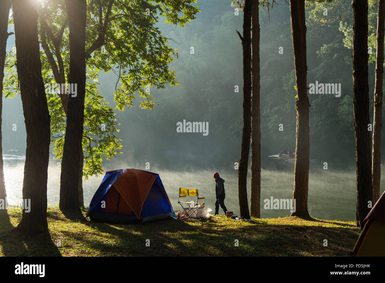 Beautiful morning view at Pang Ung lake, Pang Ung Mae Hong Son province ...