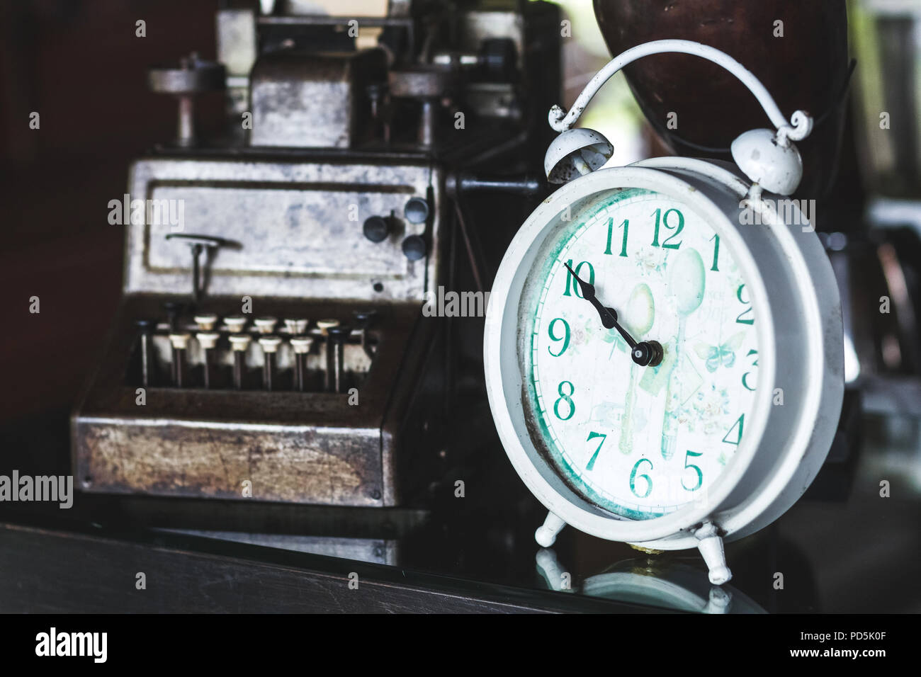Old vintage antique white clock Stock Photo - Alamy