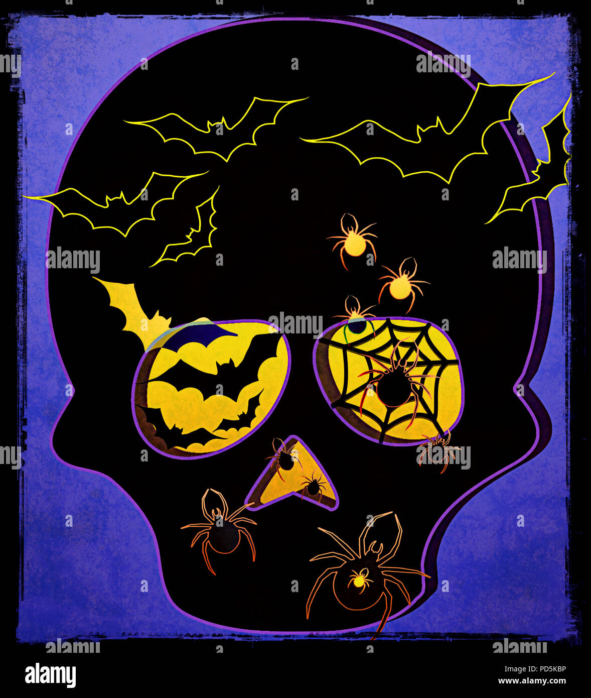 Spooky skulls, spiders and bats congregate for Halloween Stock Photo ...