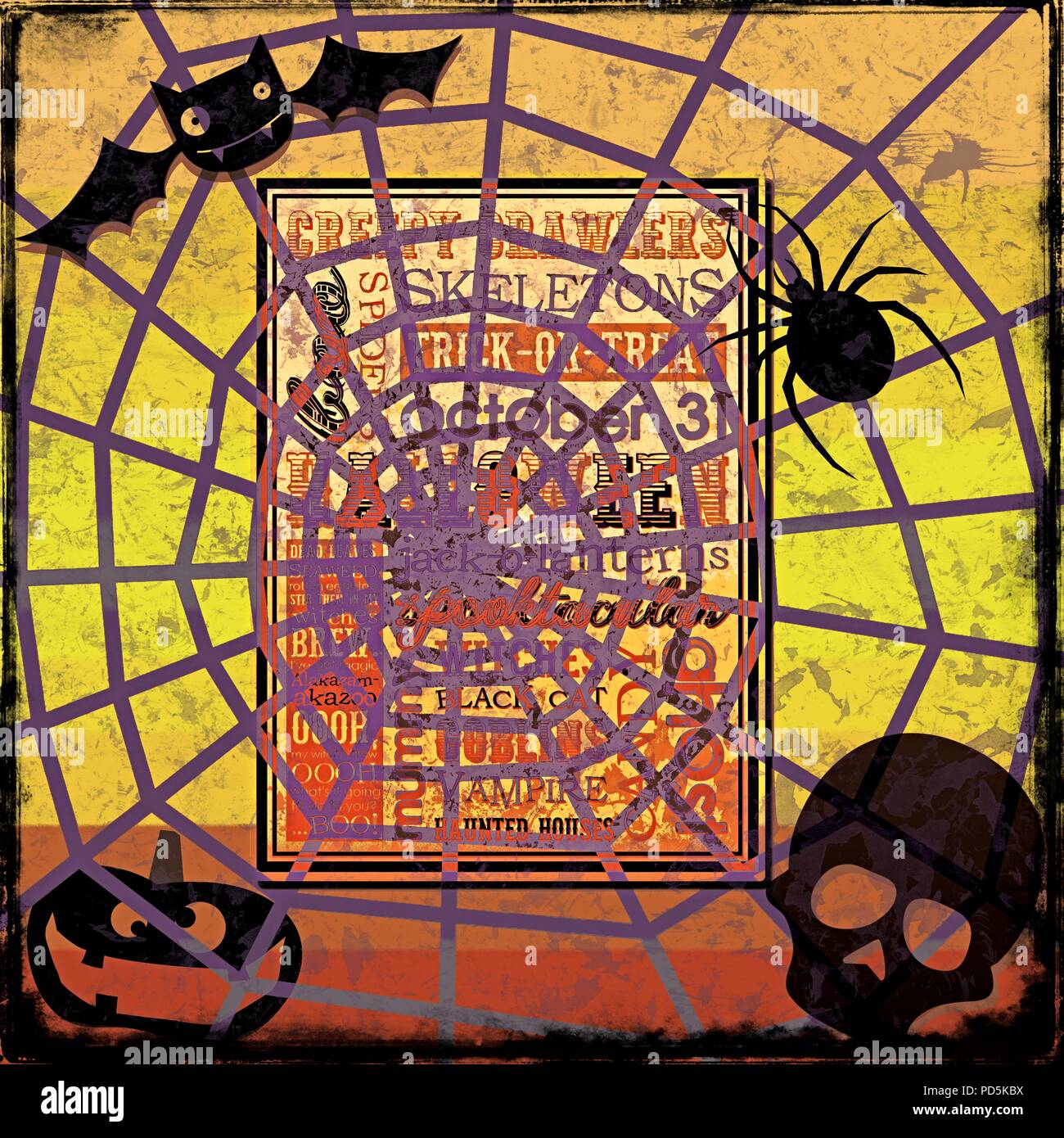 Spooky skulls, spiders and bats congregate for Halloween Stock Photo ...