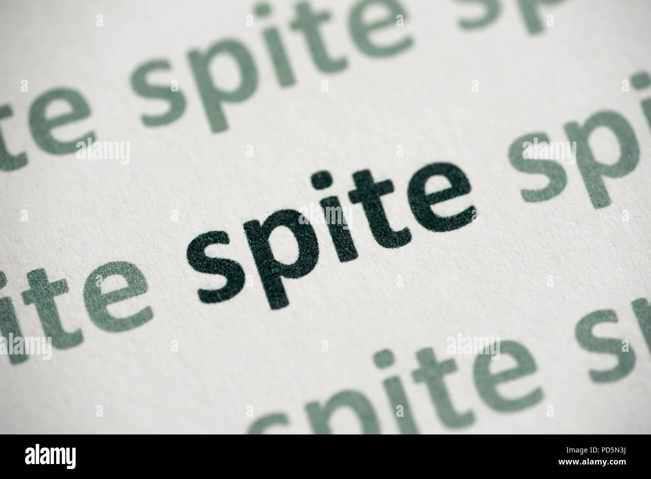 word spite printed on white paper macro Stock Photo - Alamy