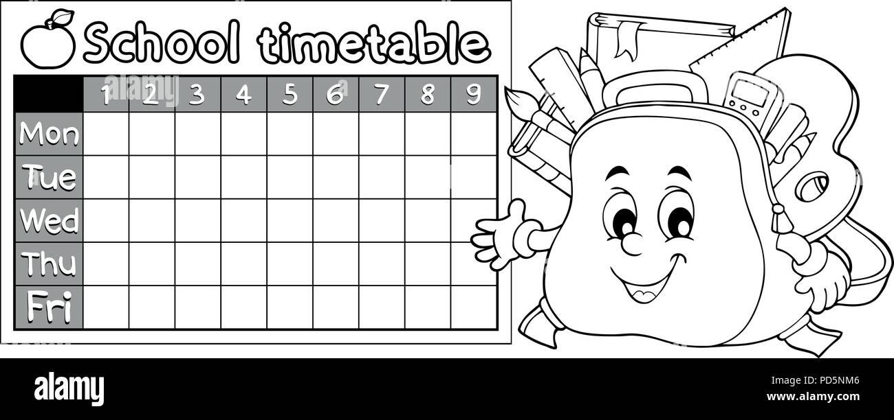 Coloring book timetable topic 9 - eps10 vector illustration Stock ...