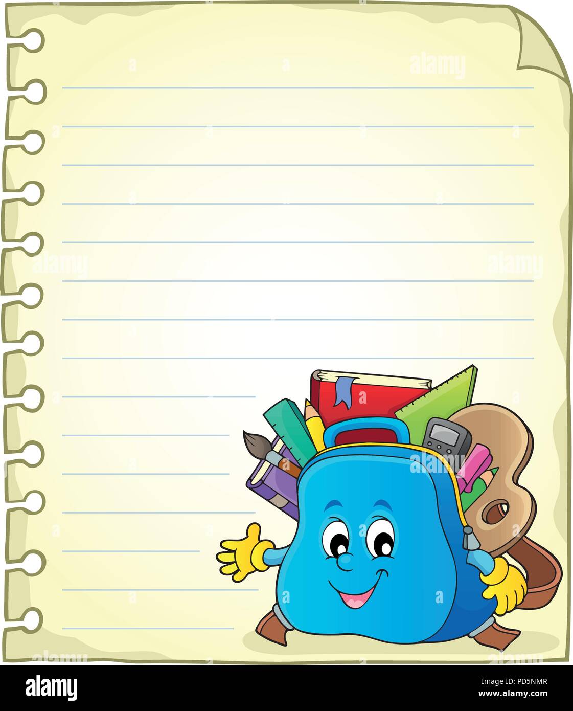 Notebook page with schoolbag 2 - eps10 vector illustration Stock Vector ...