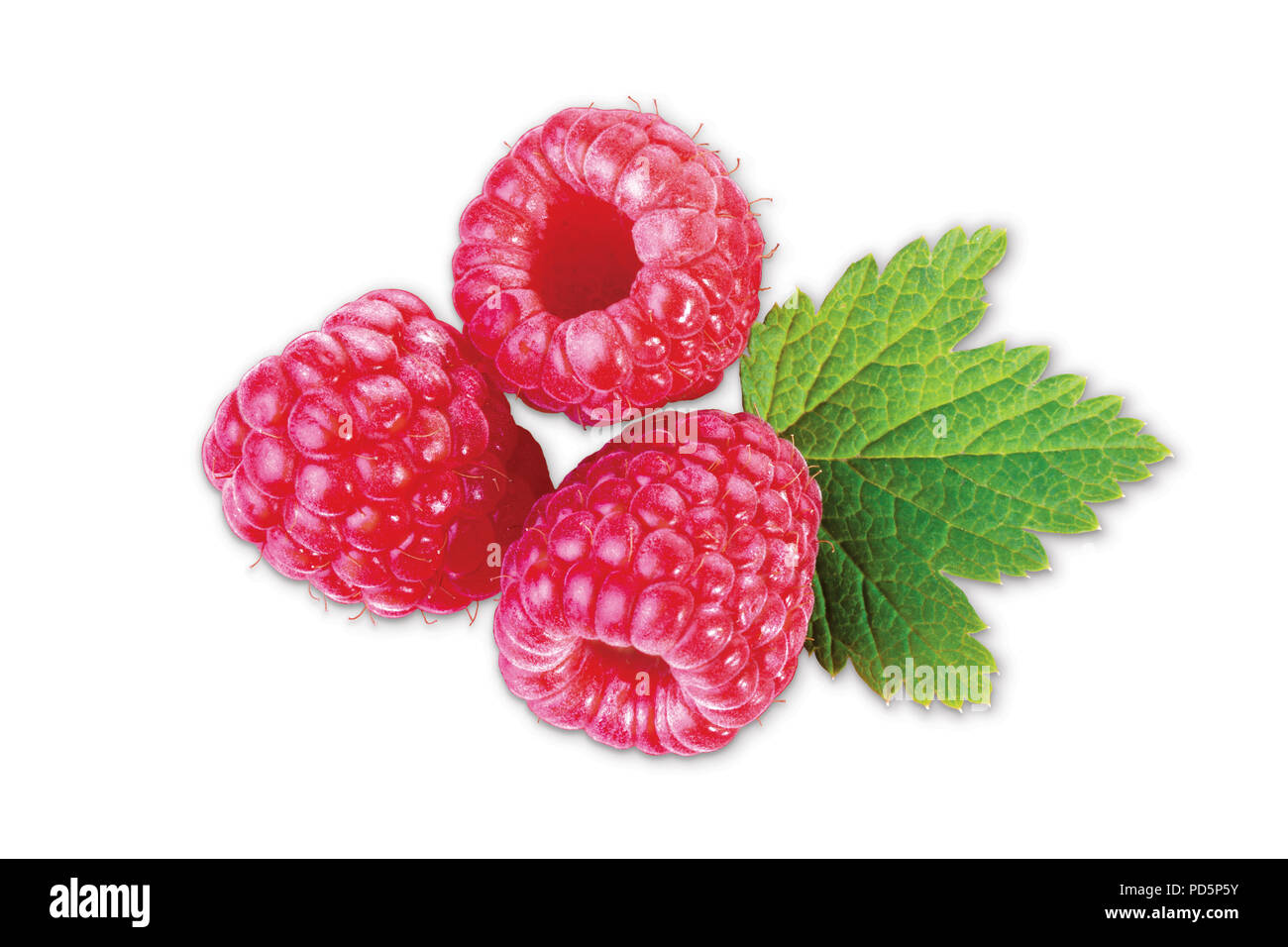 Three berries raspberry white background Stock Photo - Alamy