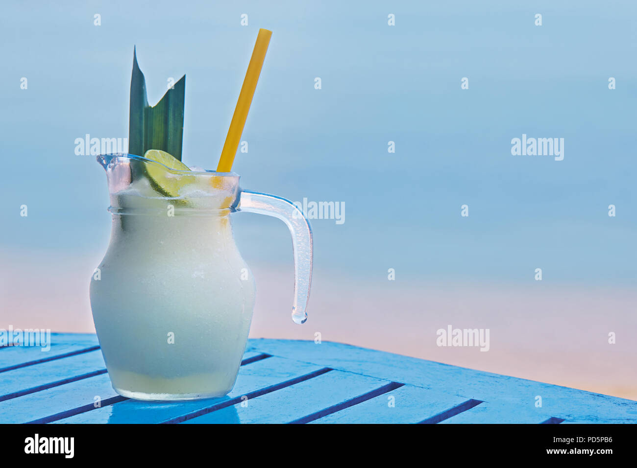 Lemon shake on sea background Stock Photo - Alamy