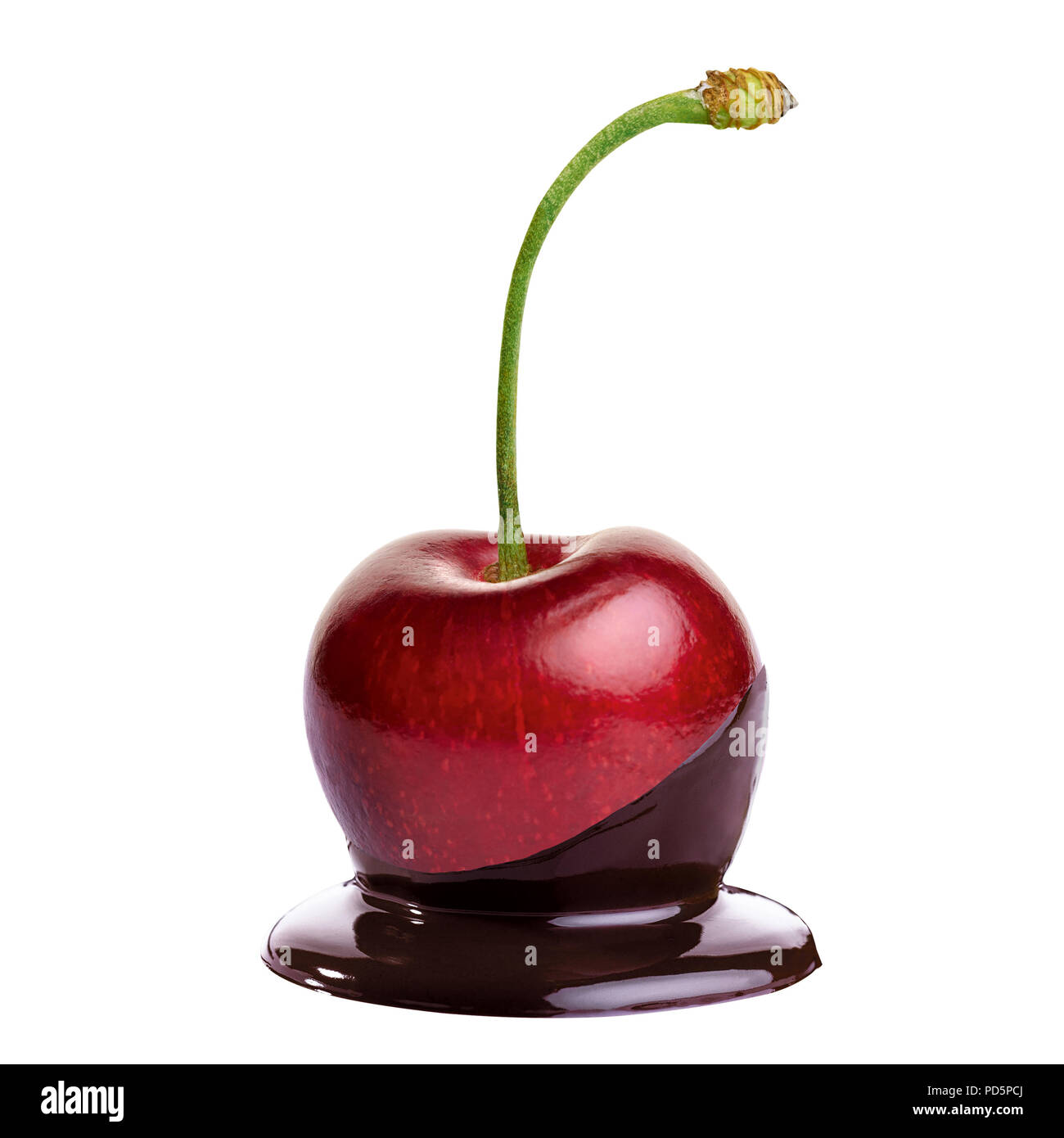 Cherry in hot chocolate on white background Stock Photo - Alamy