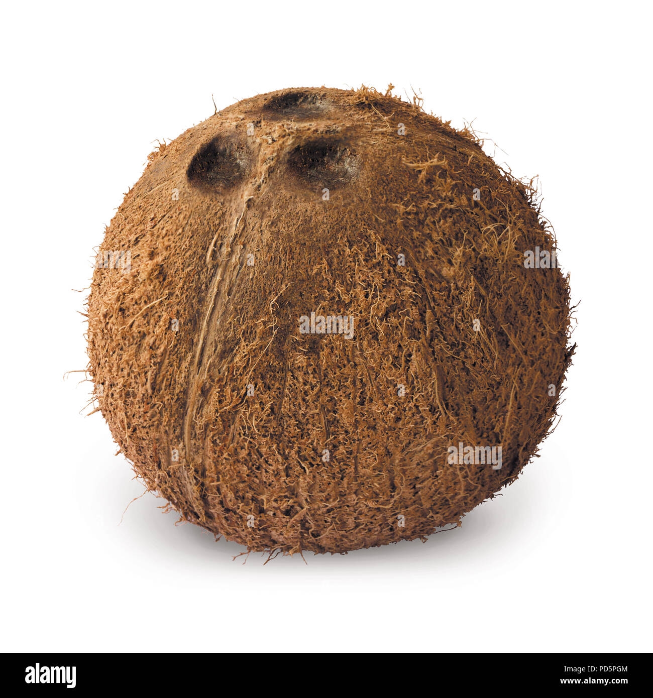 peeled covered coconut on a white background Stock Photo - Alamy
