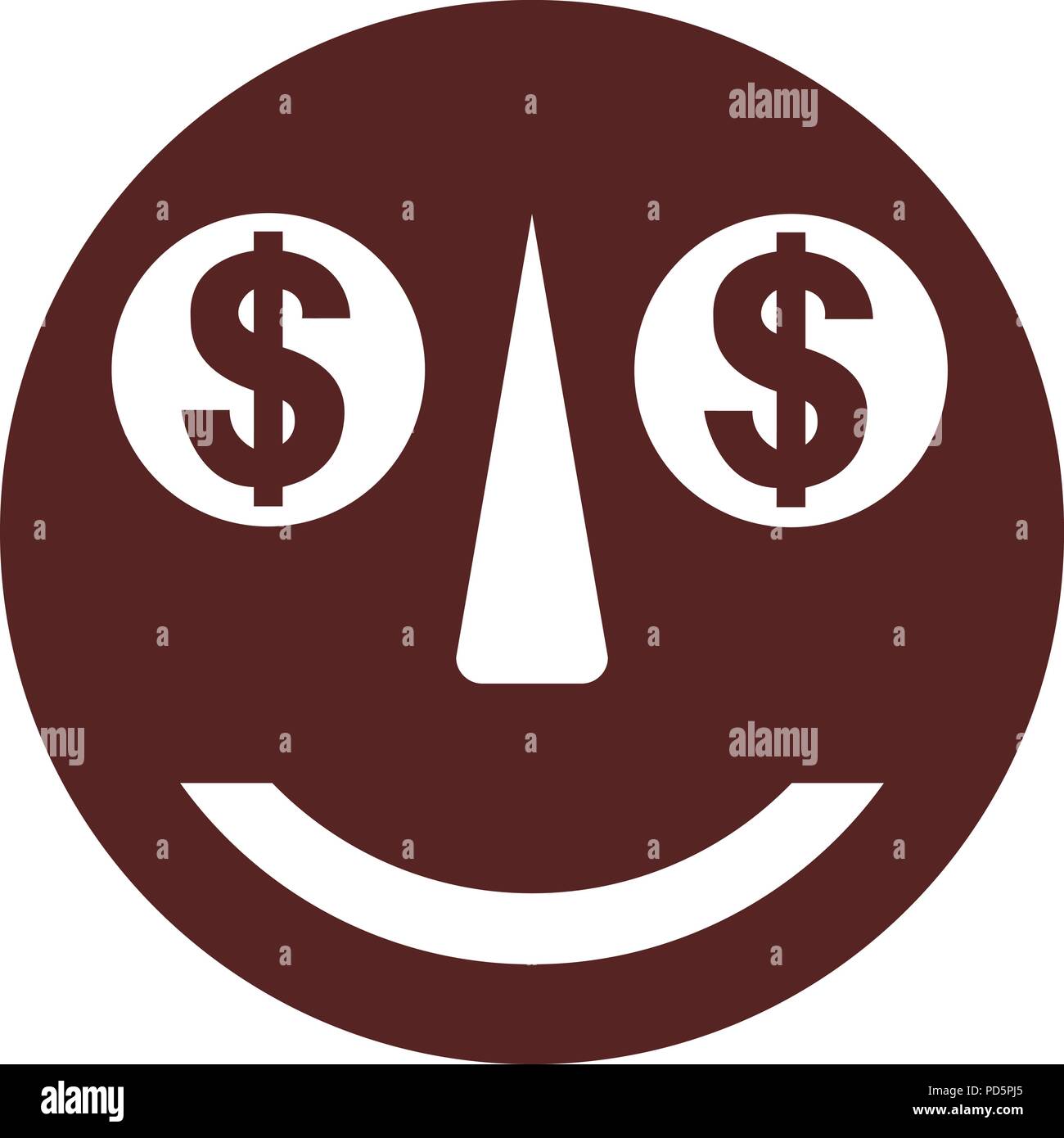 Vector image. Cheerful smiley with dollar symbols in the eyes Stock ...