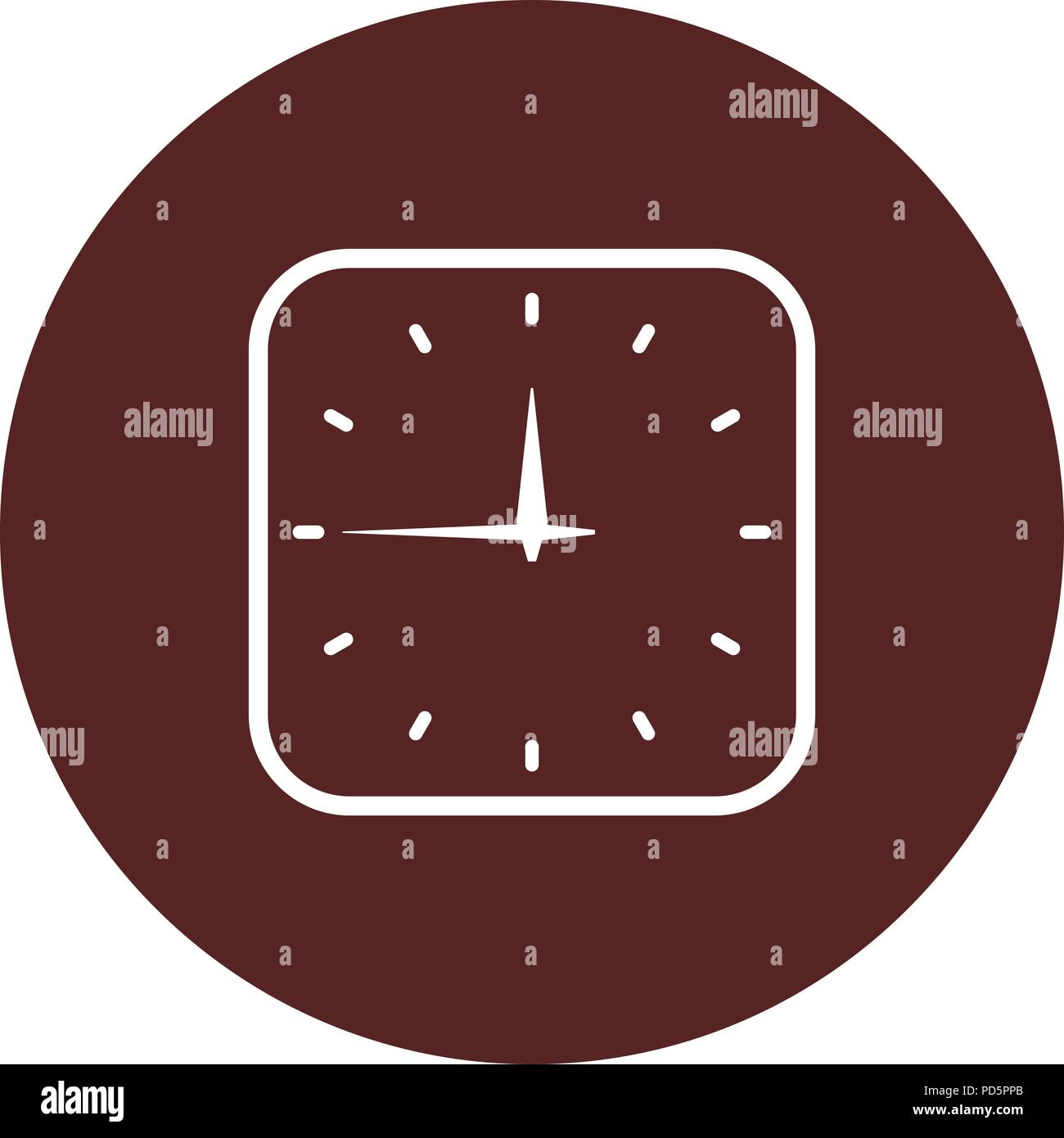 Vector image. Icon outline square watches on round maroon Stock Vector ...