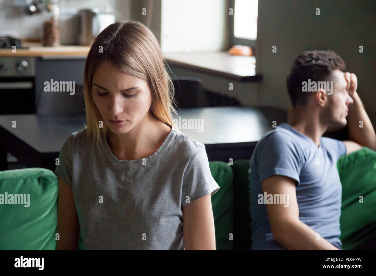 Sad depressed wife feeling upset after fight with husband Stock Photo ...