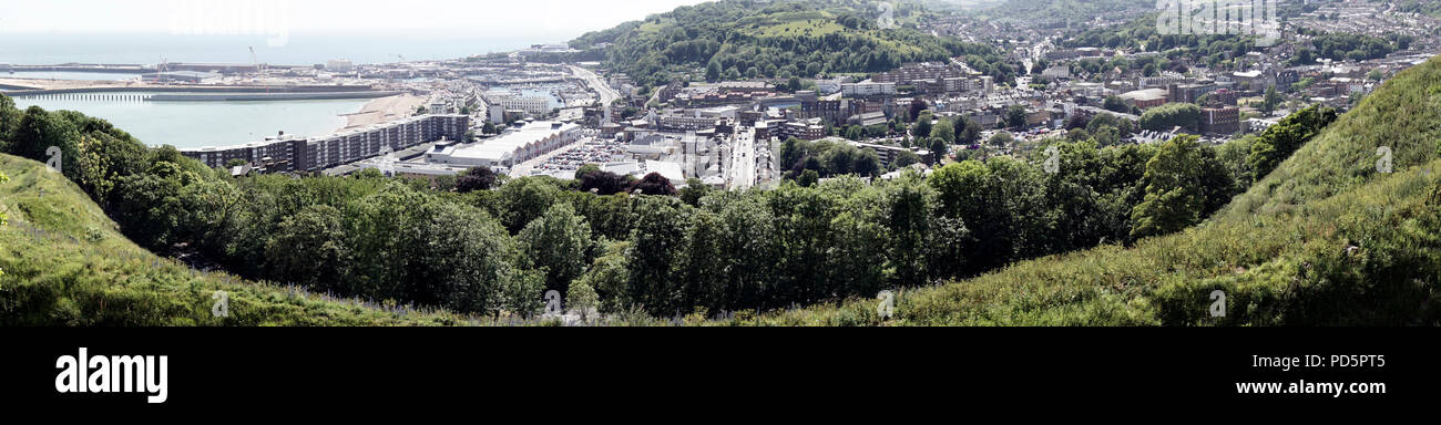 Elevated view of Dover town and harbour Kent England Stock Photo - Alamy