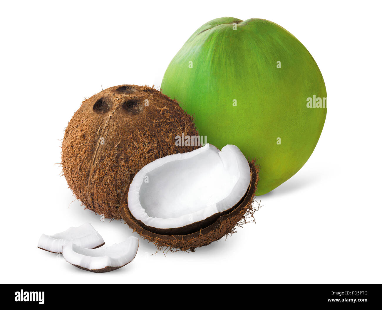 peeled covered coconut on a white background Stock Photo - Alamy