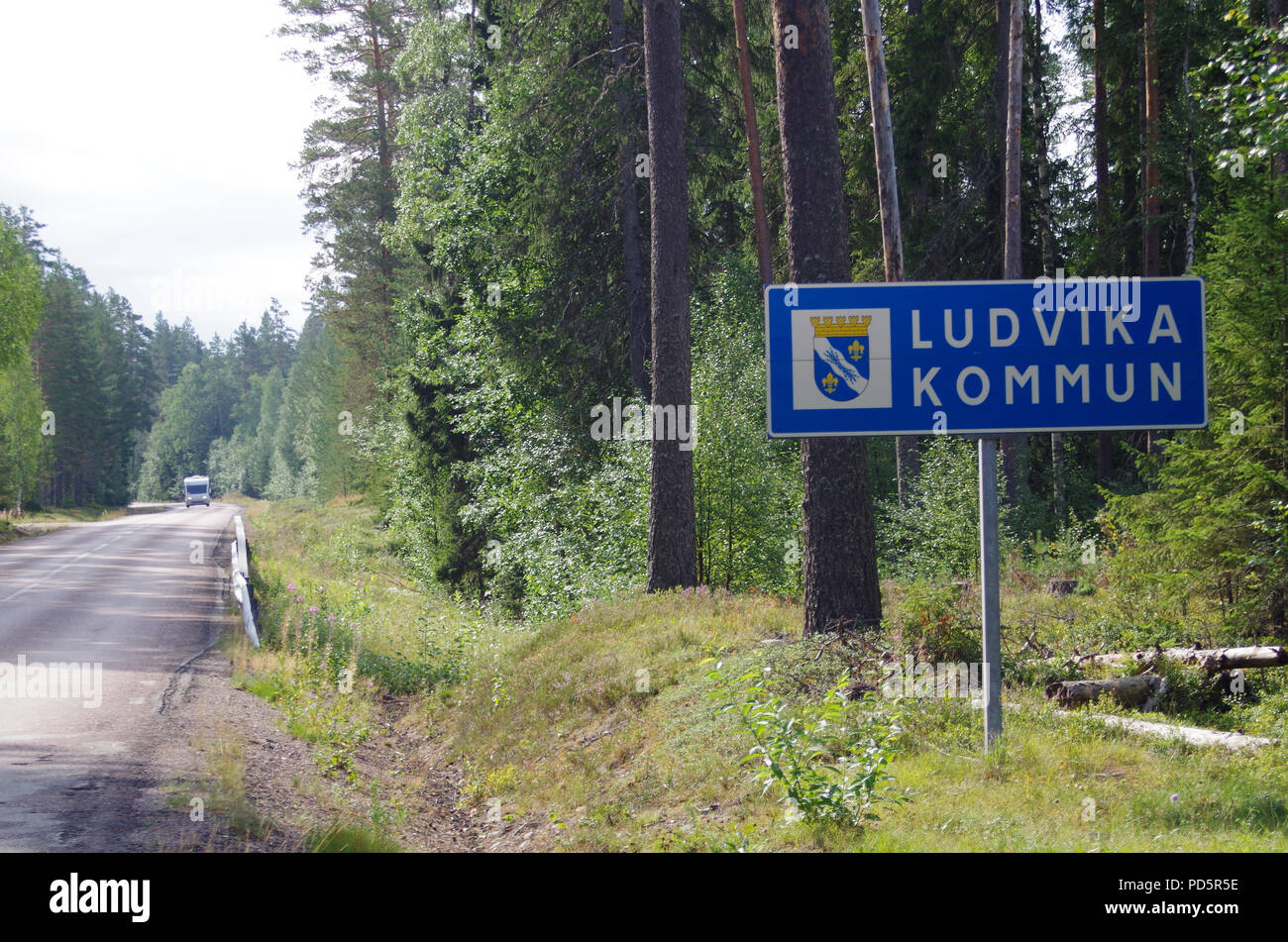 Road sign of the district of Ludvika in Dalarna Stock Photo - Alamy