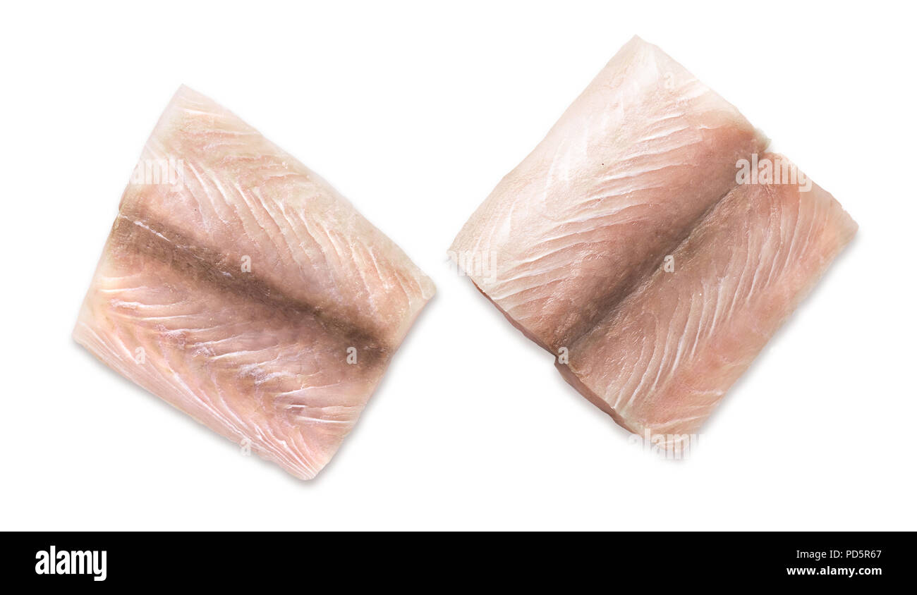Two Portion of fresh fish fillets mahi mahi on a white background Stock ...