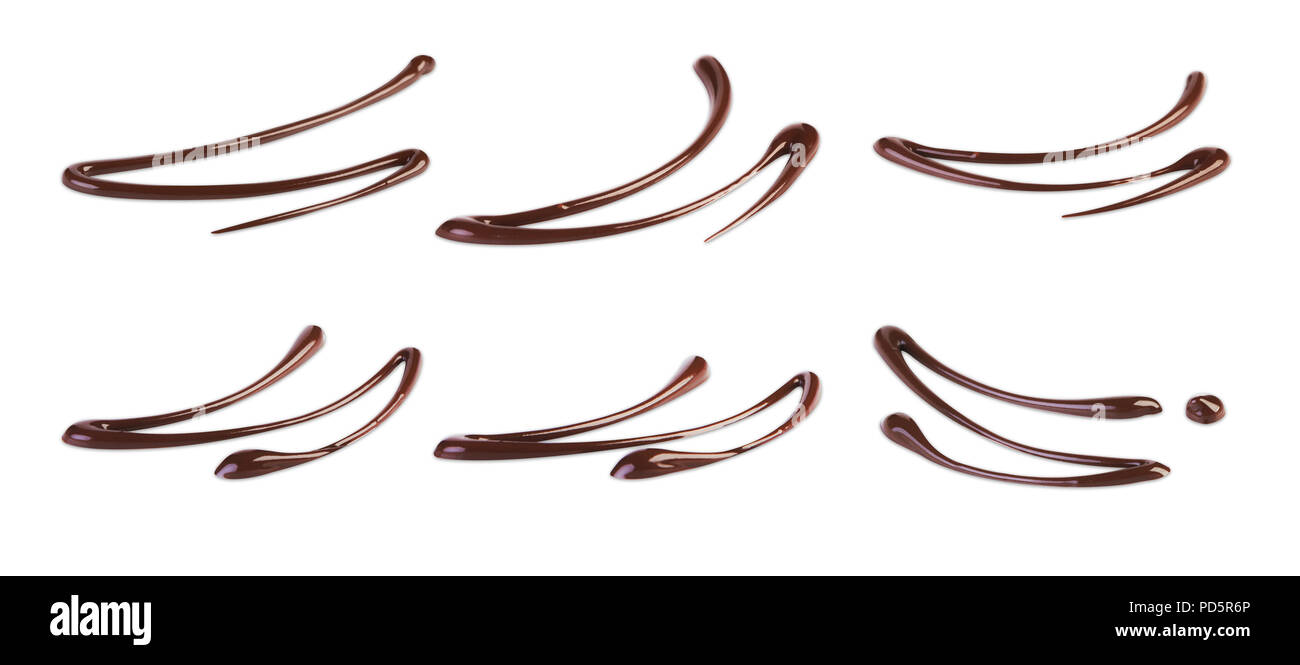 Decorative line of hot chocolate on a white background Stock Photo - Alamy