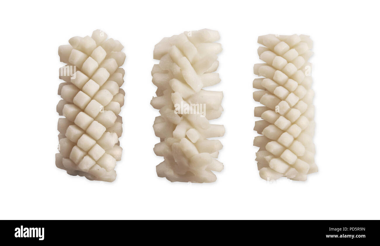 Figured carved slices of squid isolated on white background Stock Photo ...