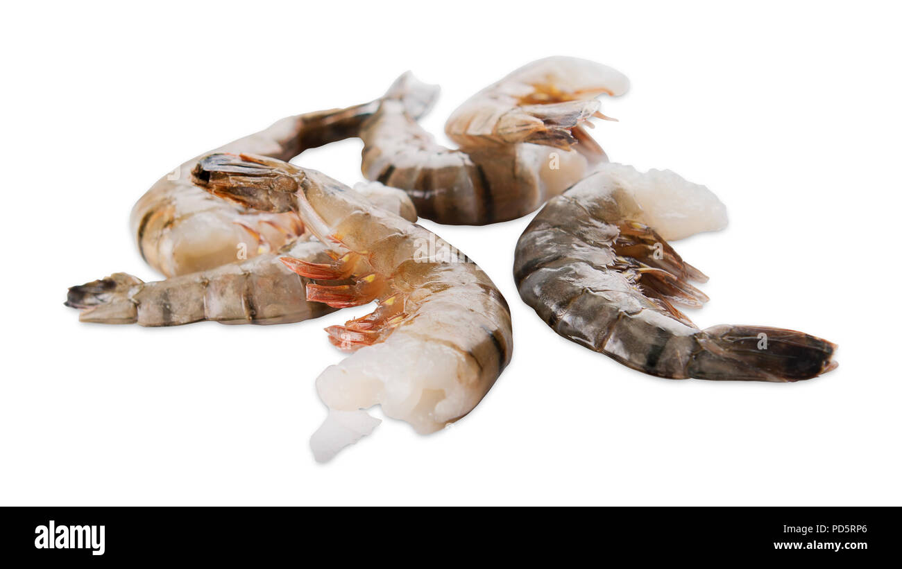 A bunch of Raw shrimp headless isolated on white background Stock Photo ...