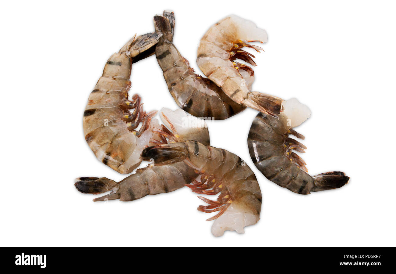 A bunch of Raw shrimp headless isolated on white background Stock Photo ...