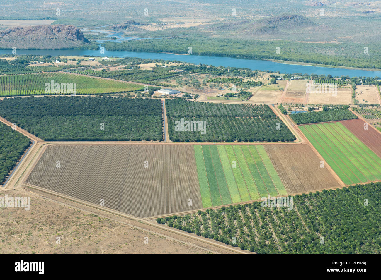 Australia, Western Australia, Kimberley. Aerial view of the Ord River ...