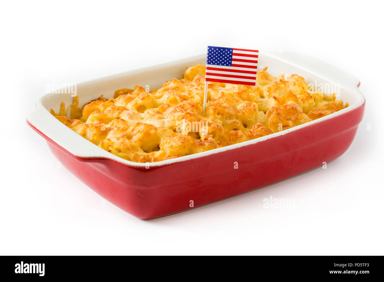 Typical American macaroni and cheese isolated on white background Stock ...