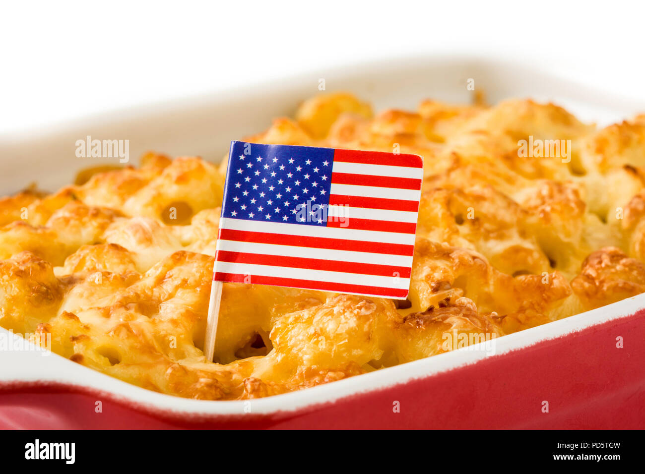 Typical American macaroni and cheese isolated on white background Stock ...