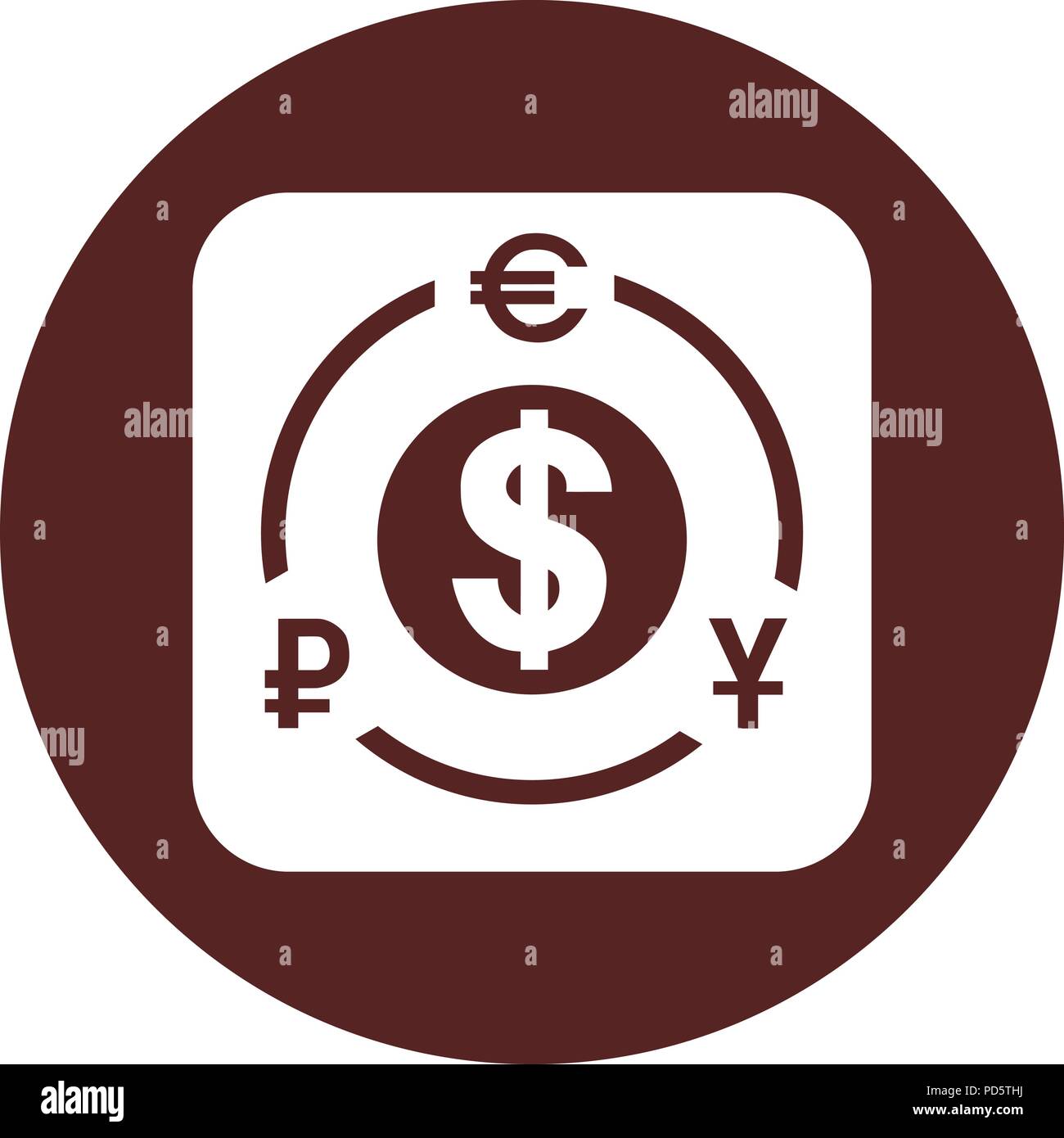 Currency symbols ringed on a white square, vector image Stock Vector ...