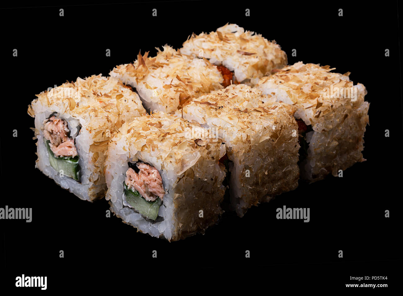 Six rolls with shavings isolated on a black background Stock Photo - Alamy