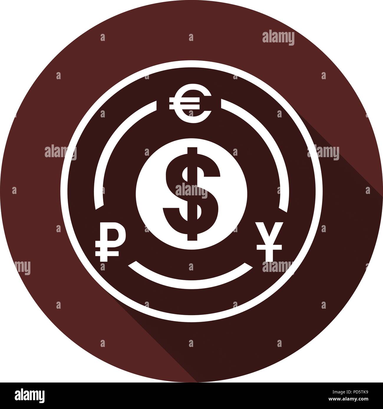 Currency symbols are looped to the contour of the circle, vector image ...