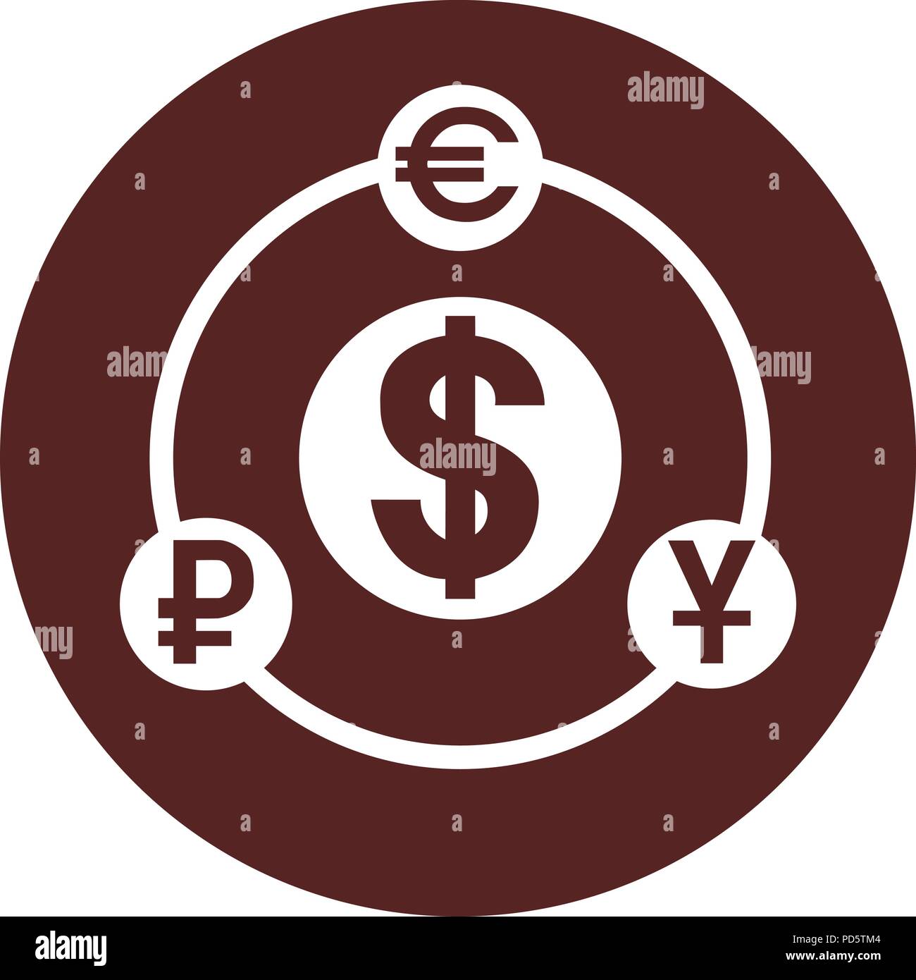 Vector image. Currency symbols looped in the loops and the white ...