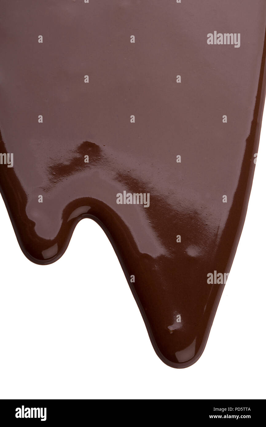 Liquid drops of liquid hot black chocolate isolated on white background ...