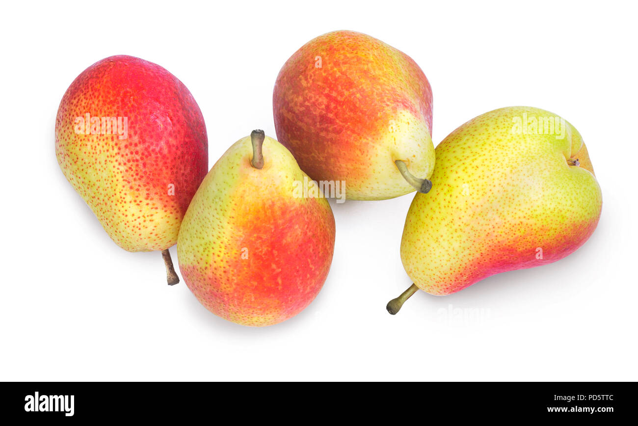 Group of pears isolated on white background, top view Stock Photo - Alamy