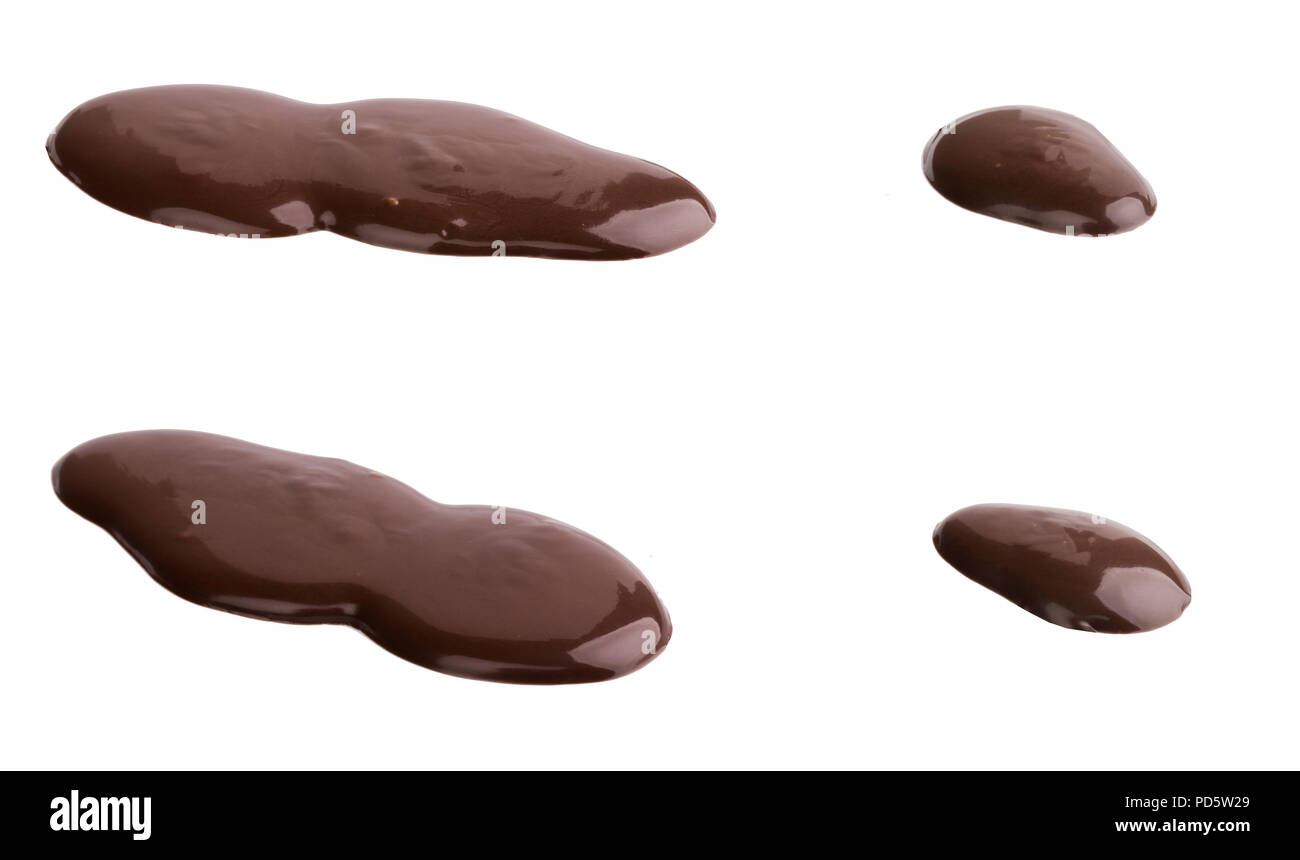 Liquid drops of hot black chocolate isolated on white background Stock ...