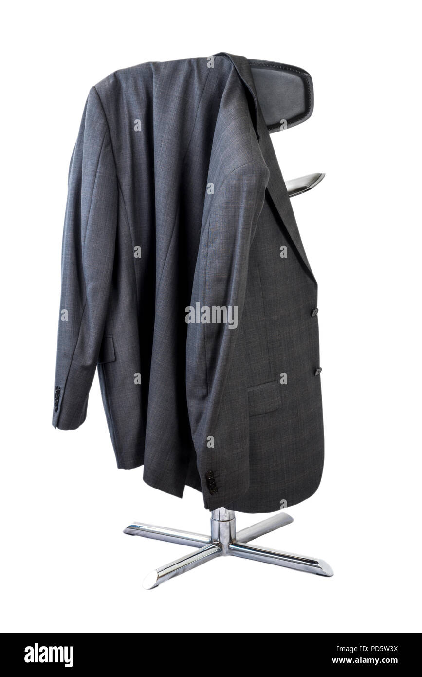Black leather and chrome bar stool on a white background, with a mans ...