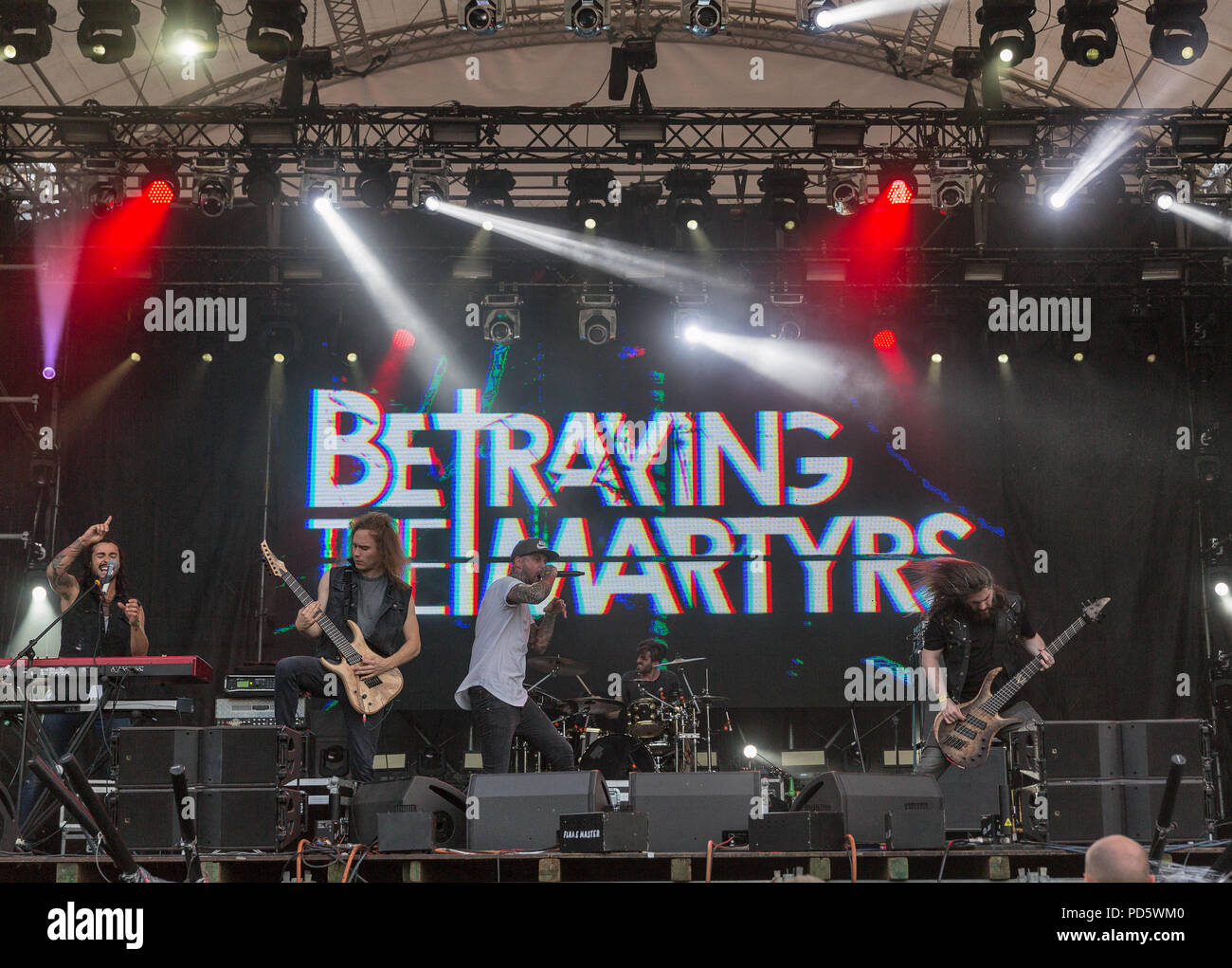KIEV, UKRAINE - JULY 05, 2018: French extreme metal rock band Betraying ...