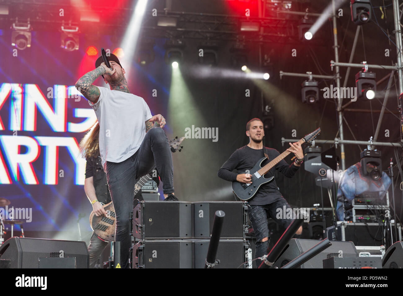 KIEV, UKRAINE - JULY 05, 2018: French extreme metal rock band Betraying ...