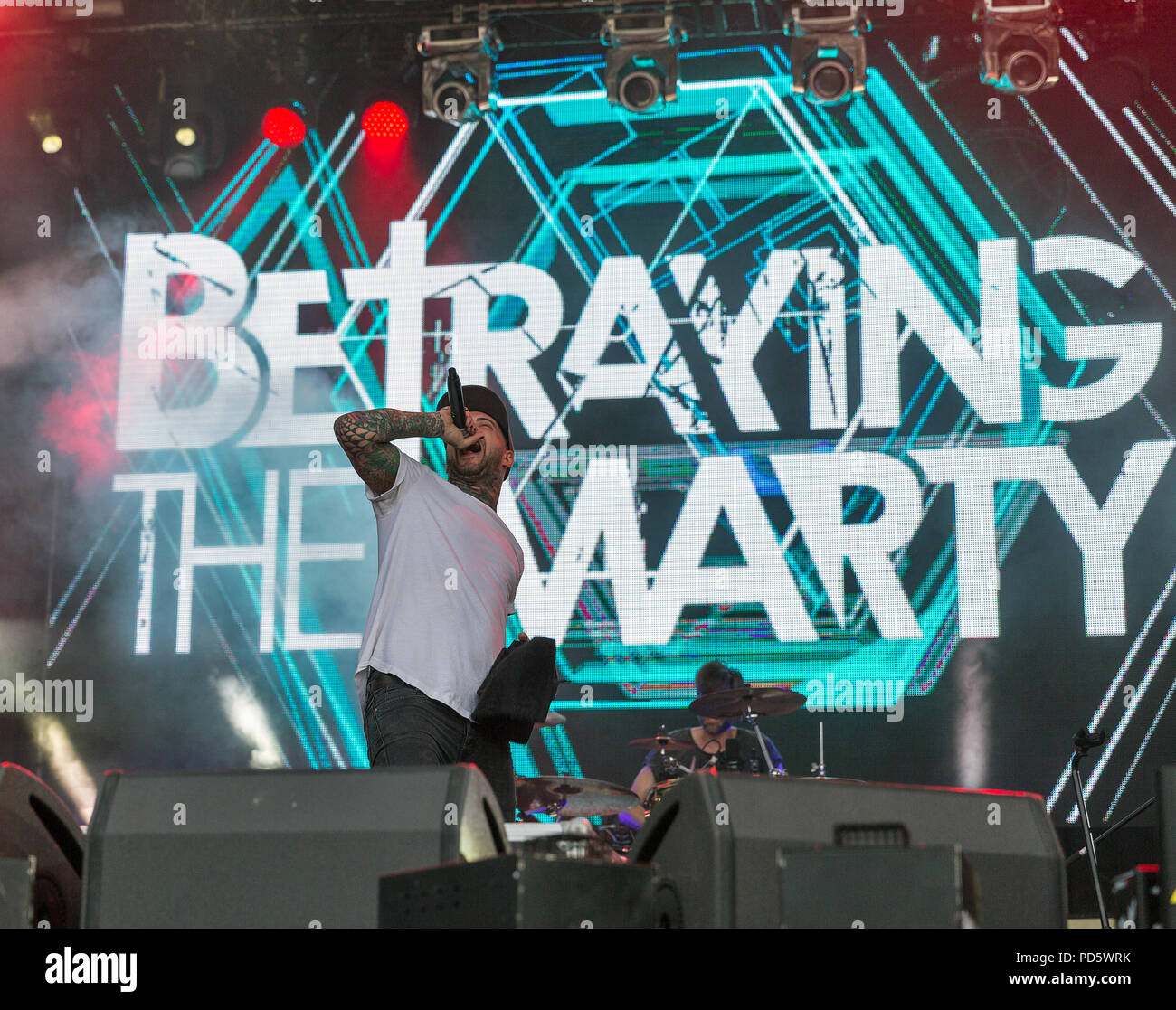 KIEV, UKRAINE - JULY 05, 2018: French extreme metal rock band Betraying ...