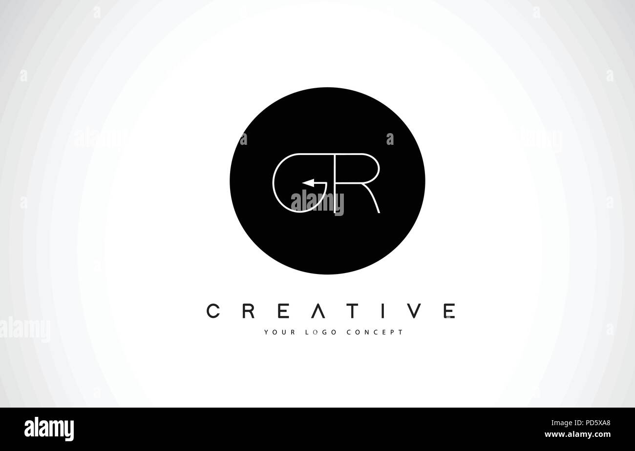 GR G R Logo Design with Black and White Creative Icon Text Letter ...