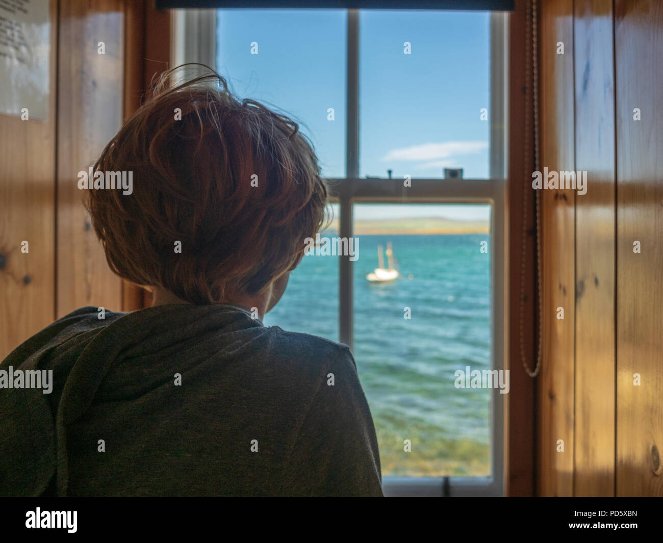Looking through the window at Stromness Harbour, Orkney Stock Photo - Alamy