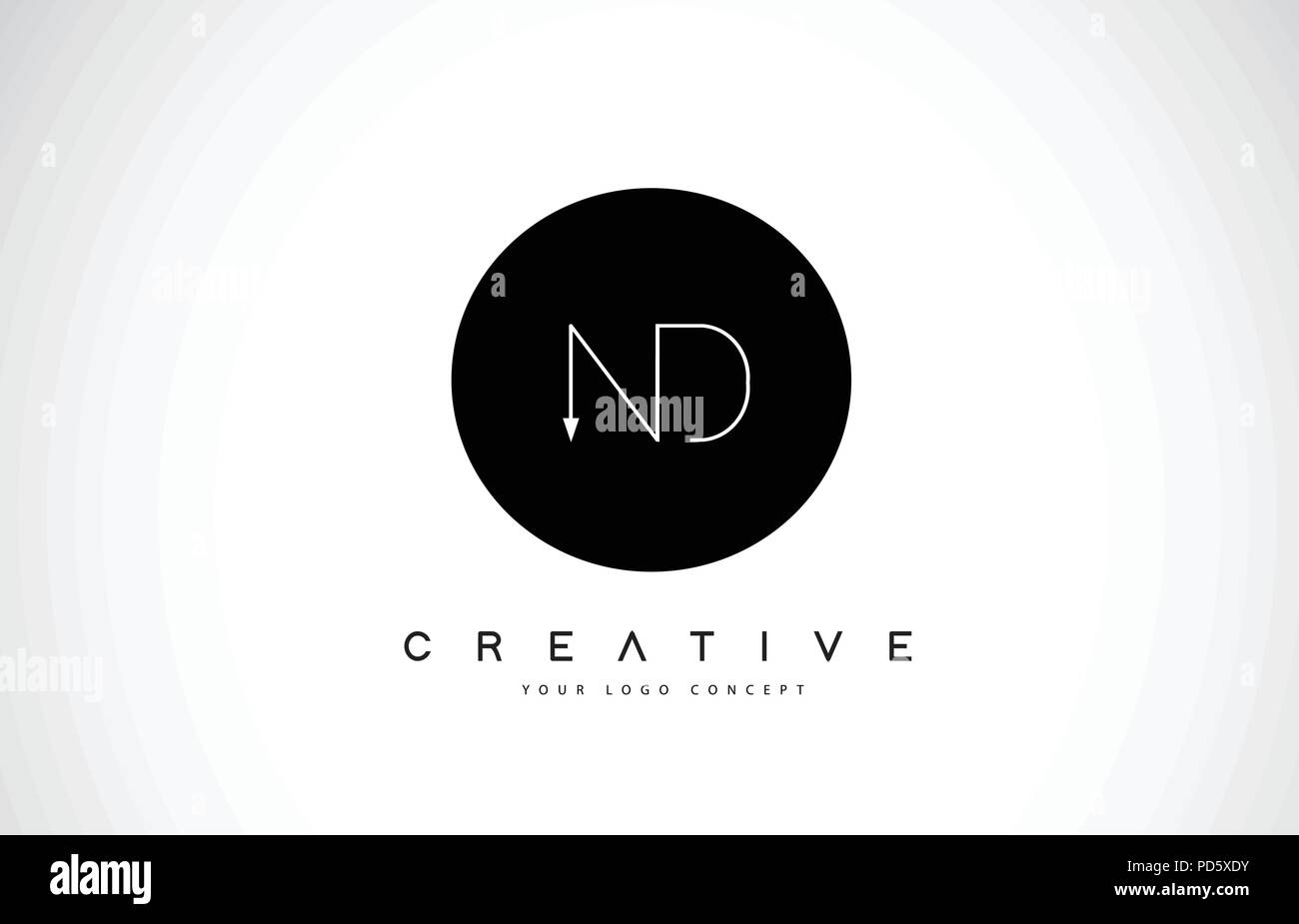ND N D Logo Design with Black and White Creative Icon Text Letter ...