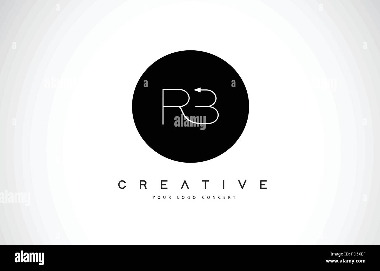 RB R B Logo Design with Black and White Creative Icon Text Letter Vector Stock Vector Image ...