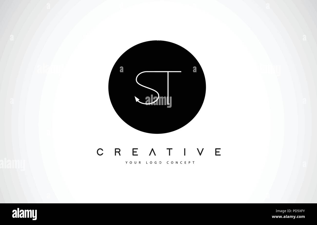 ST S T Logo Design with Black and White Creative Icon Text Letter ...