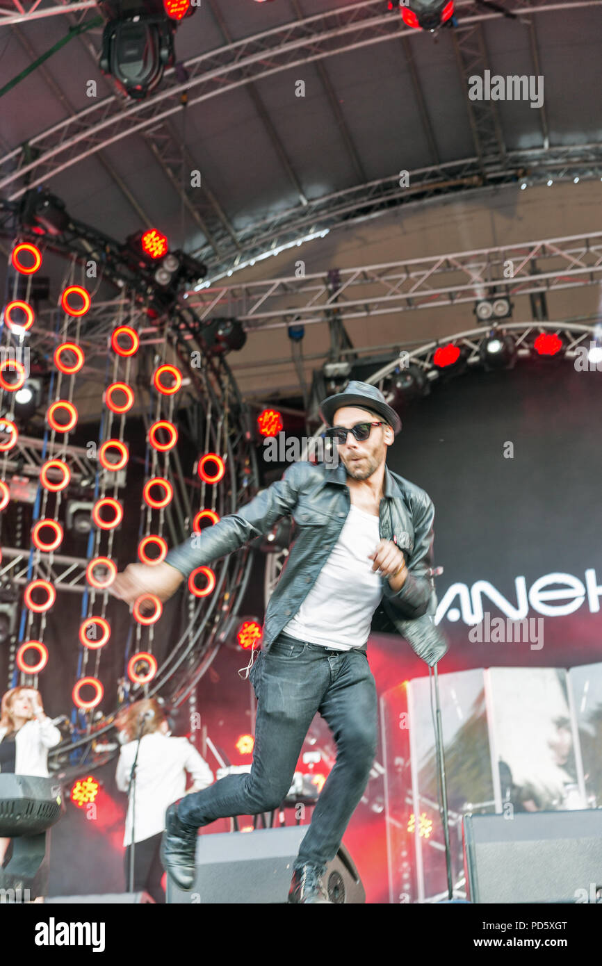 KIEV, UKRAINE - JULY 06, 2018: The Maneken, Ukrainian pop and rock band ...