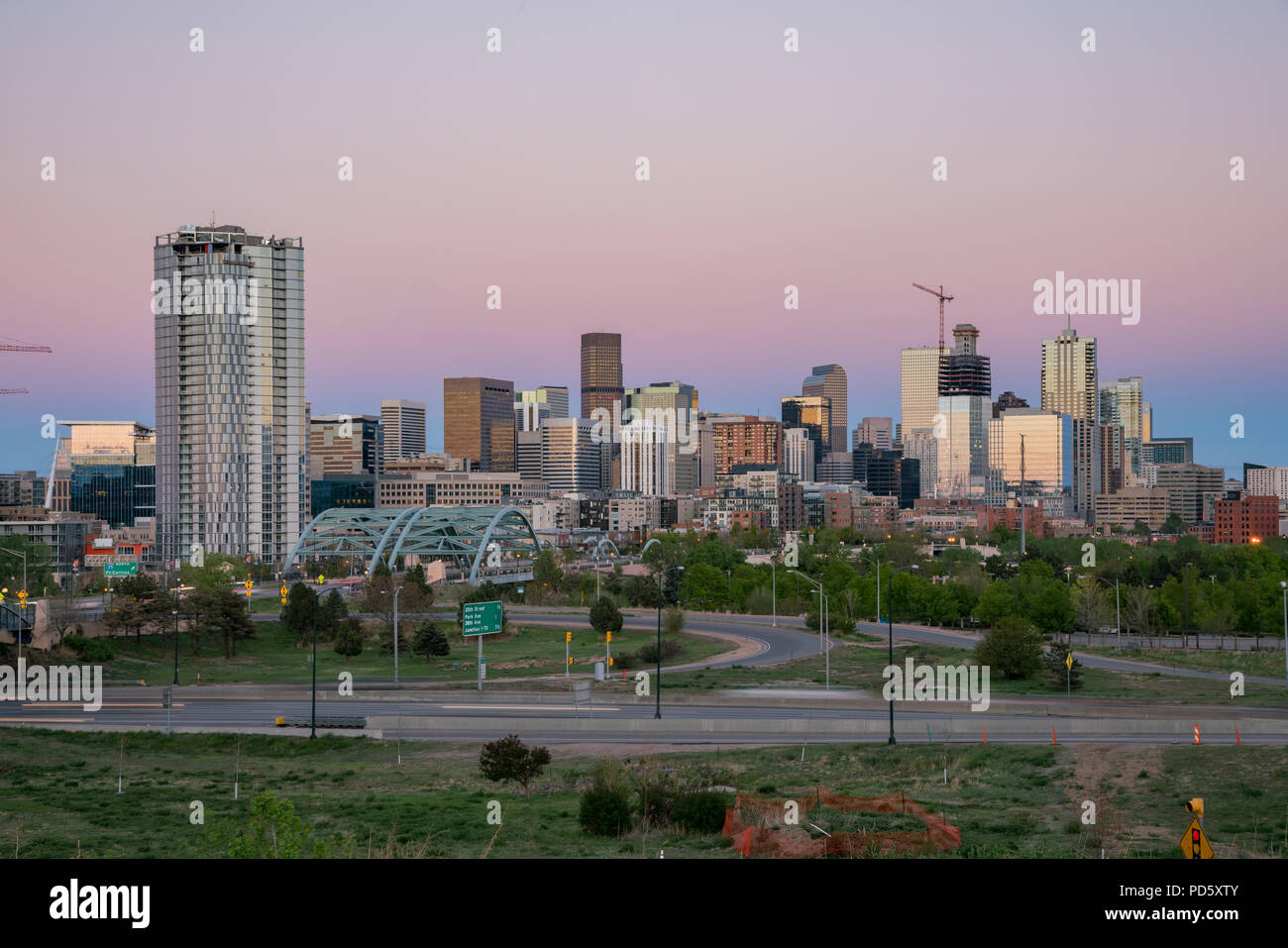 Night view of the Denver city skyline, Colorado Stock Photo - Alamy