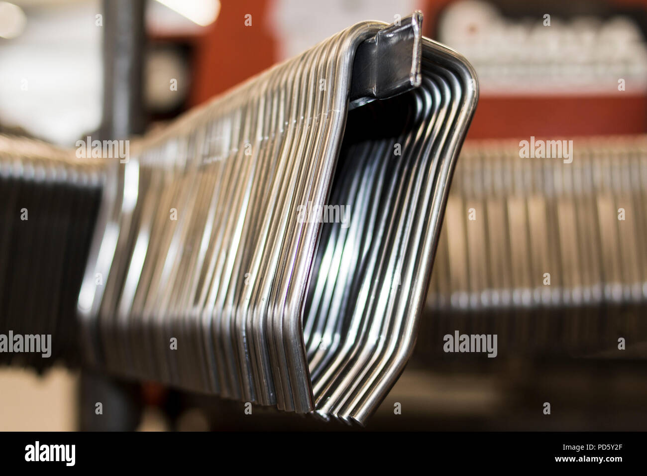 Stack of steel wire metal frames for producing shelves and other ...