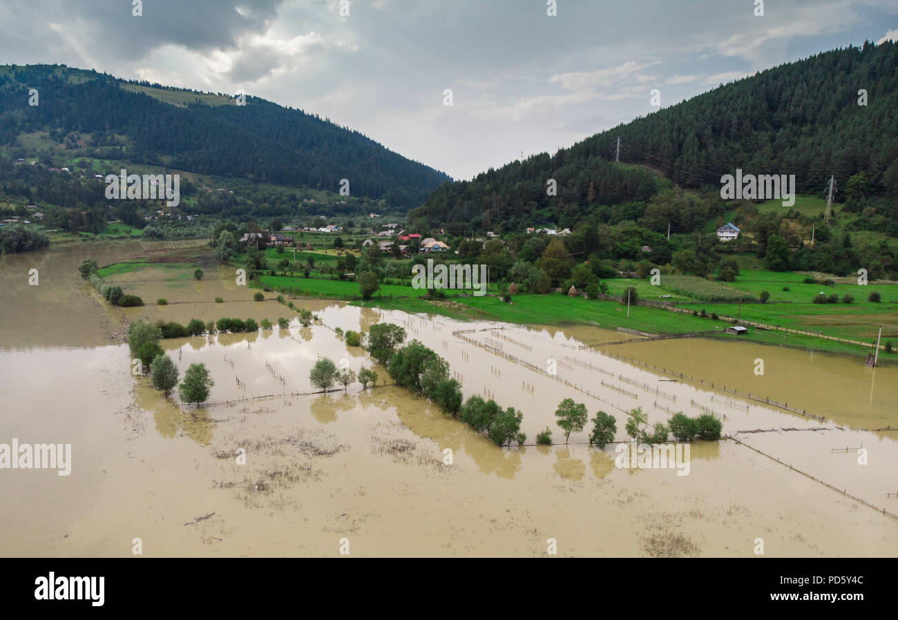aerial view of flooded garden with water Stock Photo - Alamy