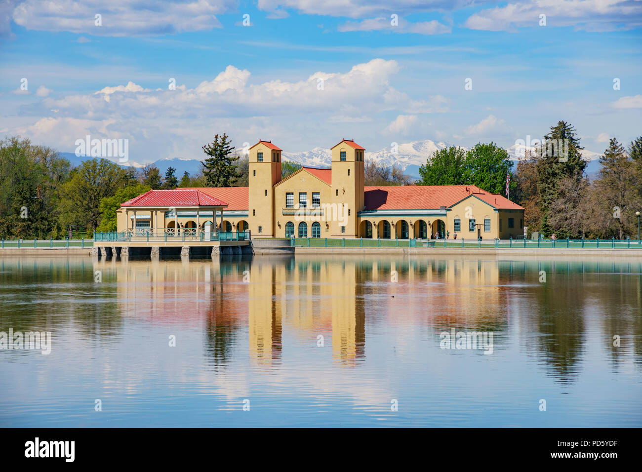 City Park Pavilion with beautiful reflection at Denver, Colorado Stock ...