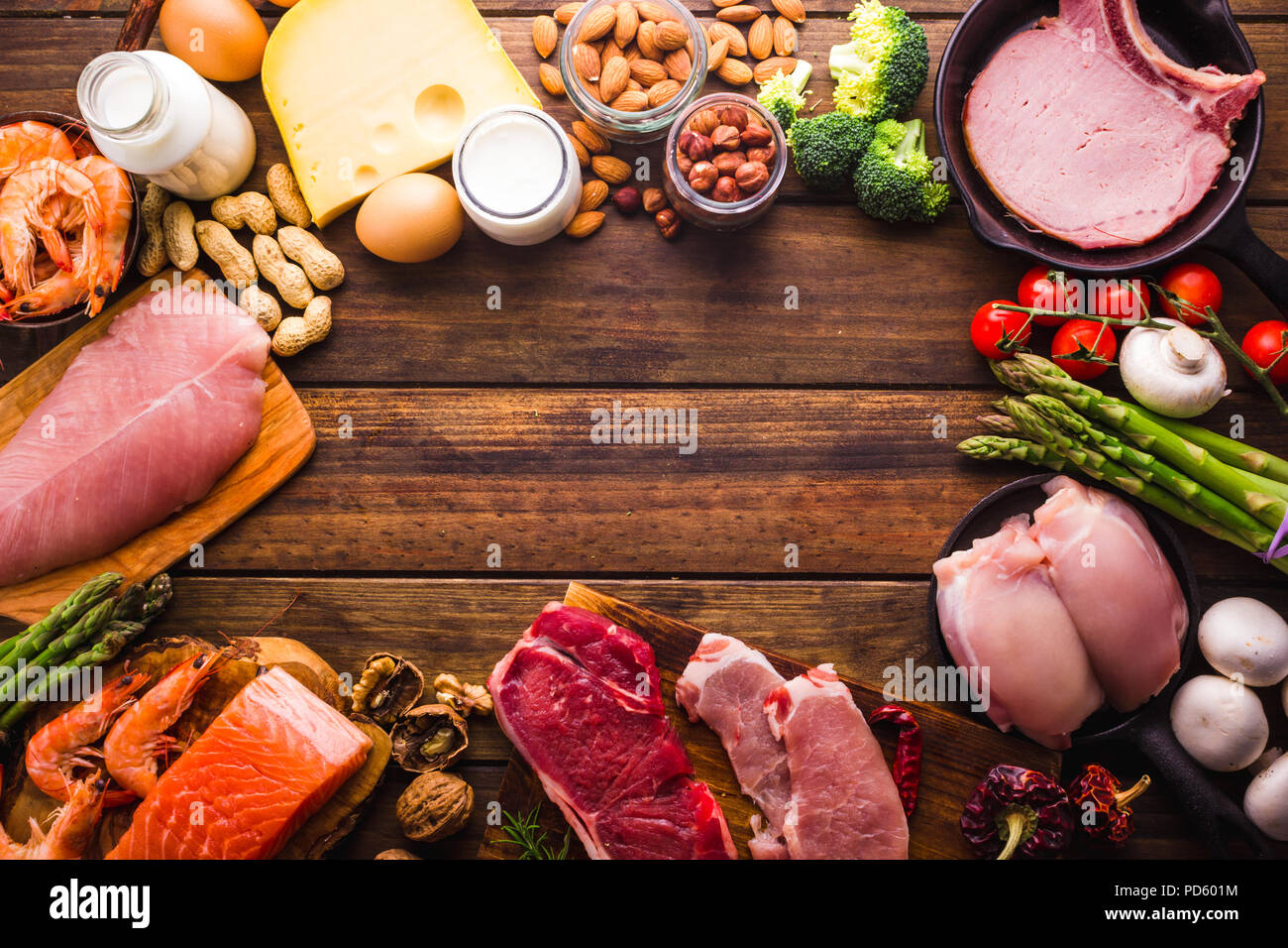 Large group of food, healthy food for a protein diet Stock Photo - Alamy
