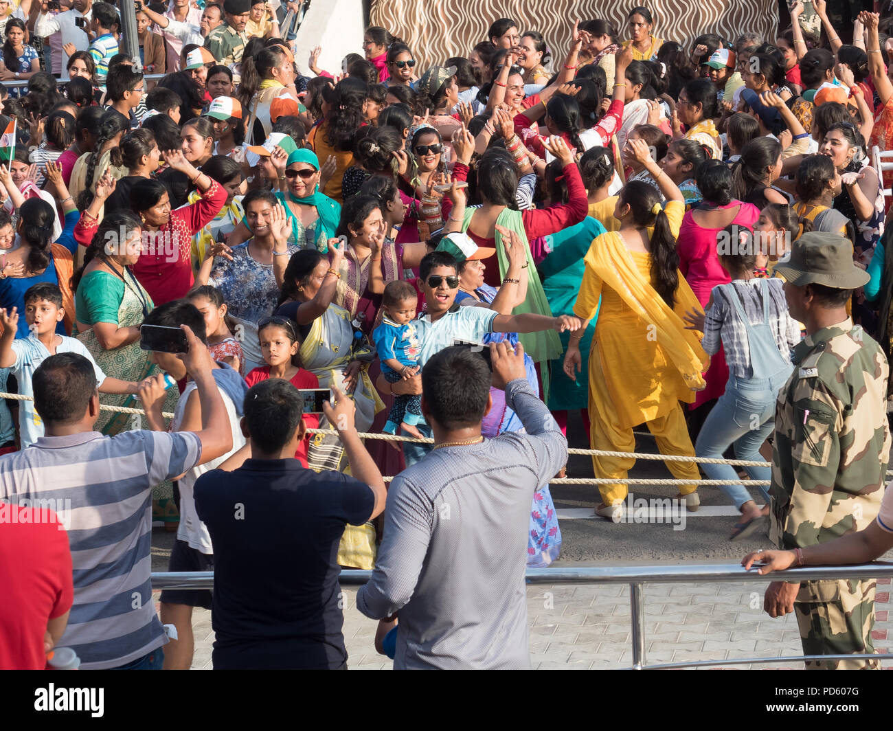 Wagah-Attari border ceremony. Border between India and Pakistan about ...
