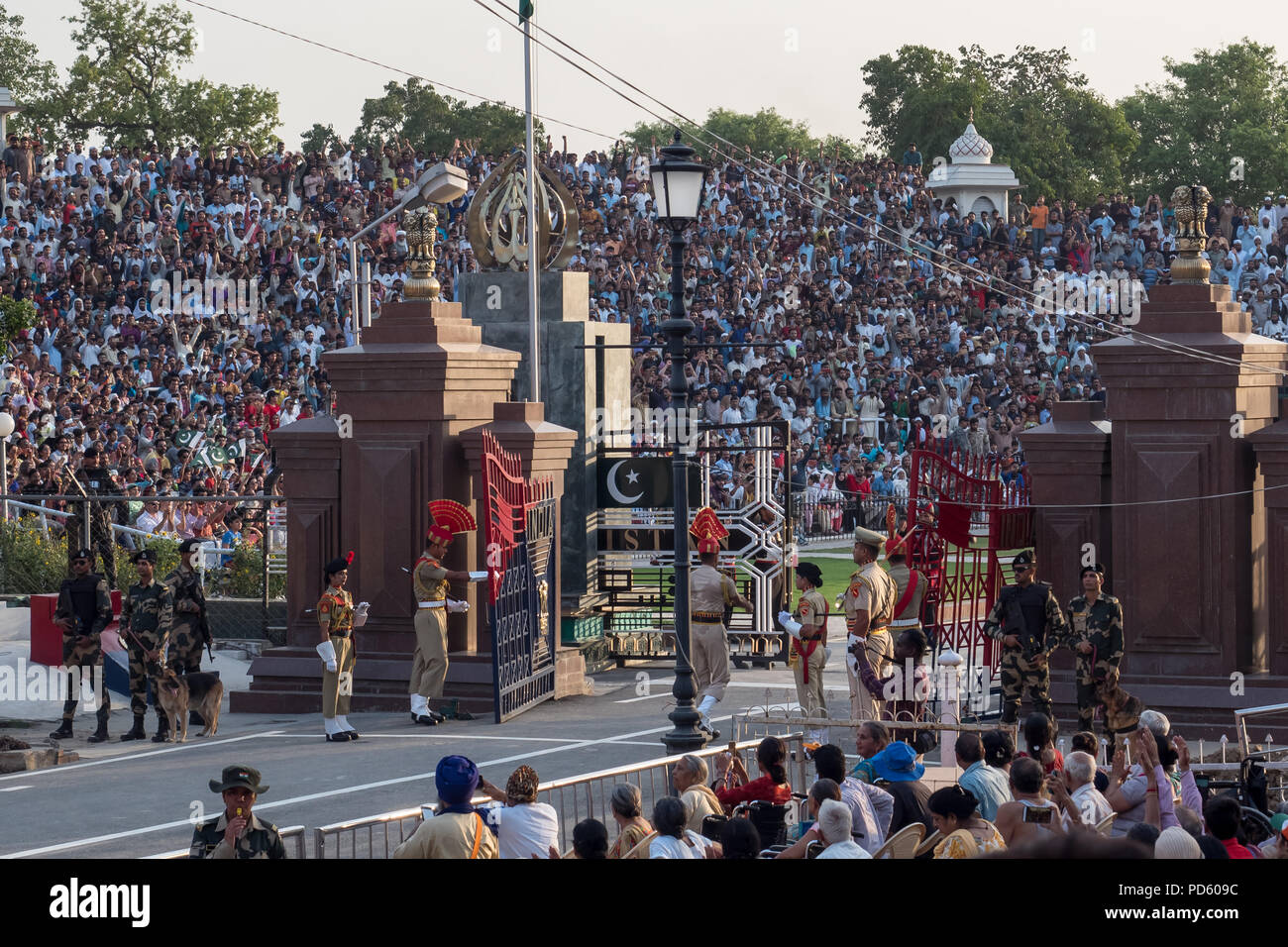Wagah-Attari border ceremony. Border between India and Pakistan about ...