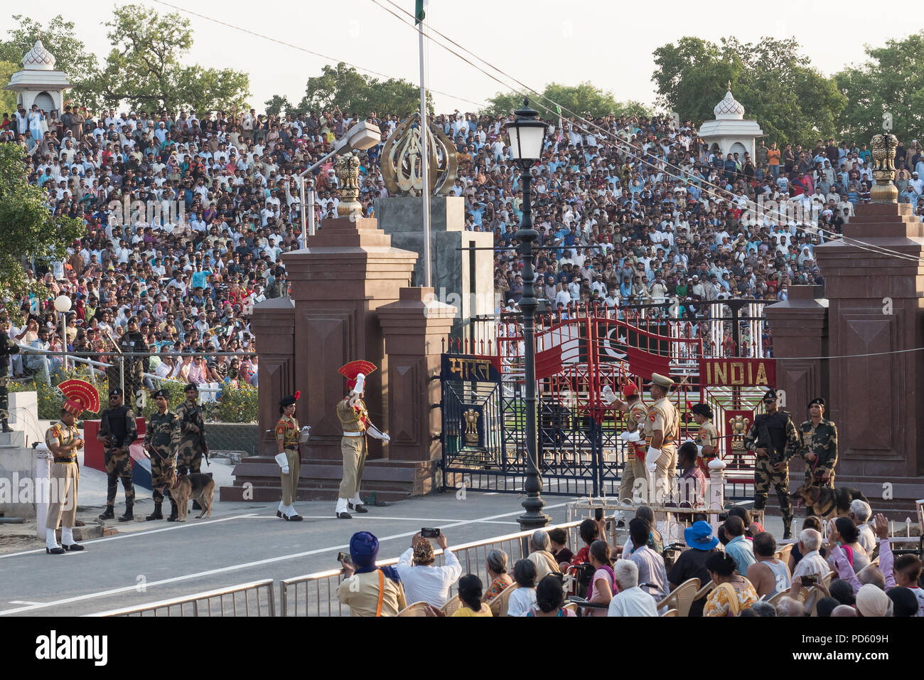 Wagah-Attari border ceremony. Border between India and Pakistan about ...